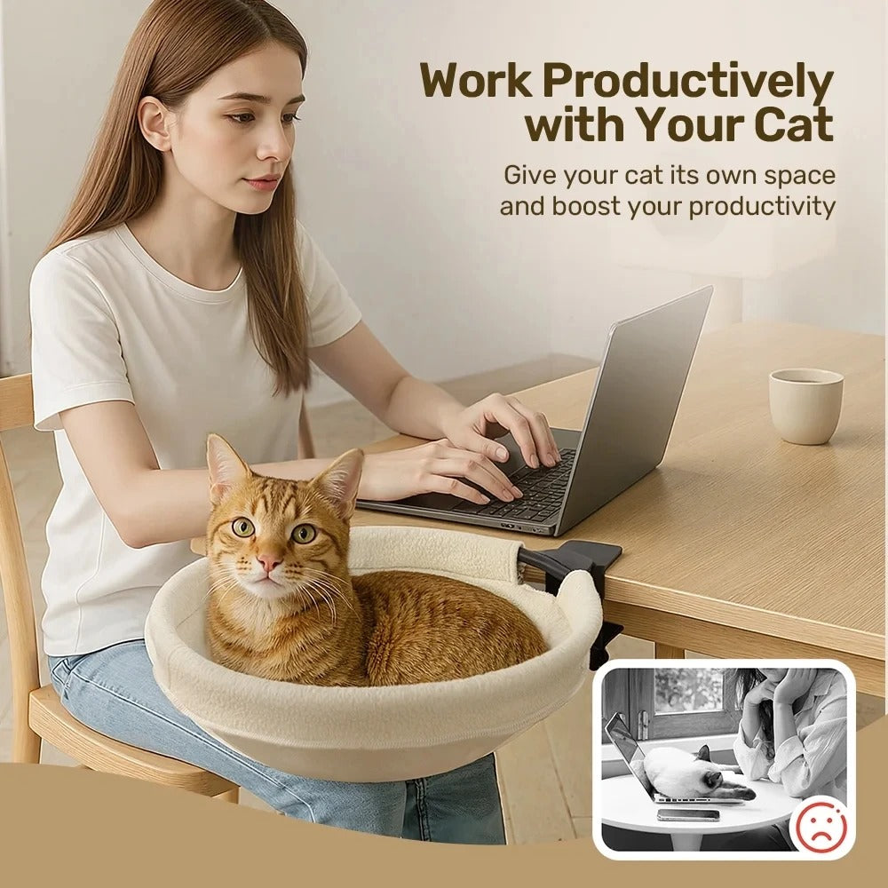 Large Cat Desk Bed Sturdy Rotating Cat Desk Perch Supports up to 50 lb ...